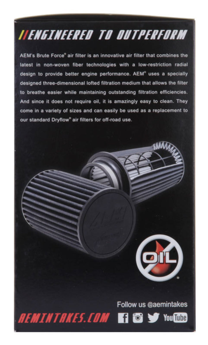 AEM 3.5 in x 9 in Dryflow Conical Air Filter – New German Performance