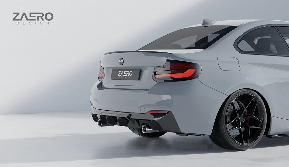 Zaero Design BMW M235i & M240i F22 F23 EVO-1 Gloss Black Rear Diffuser ...