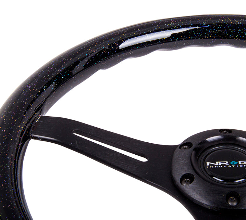 NRG Classic Wood Grain Steering Wheel (350mm) Black Sparkled Grip w/Bl ...