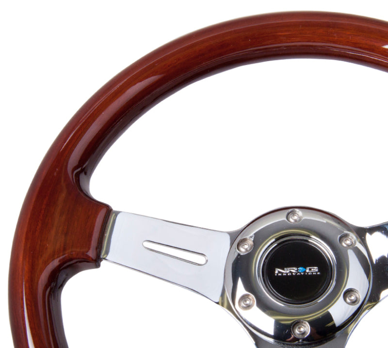 NRG Classic Wood Grain Steering Wheel (330mm) Wood Grain w/Chrome 3-Sp ...