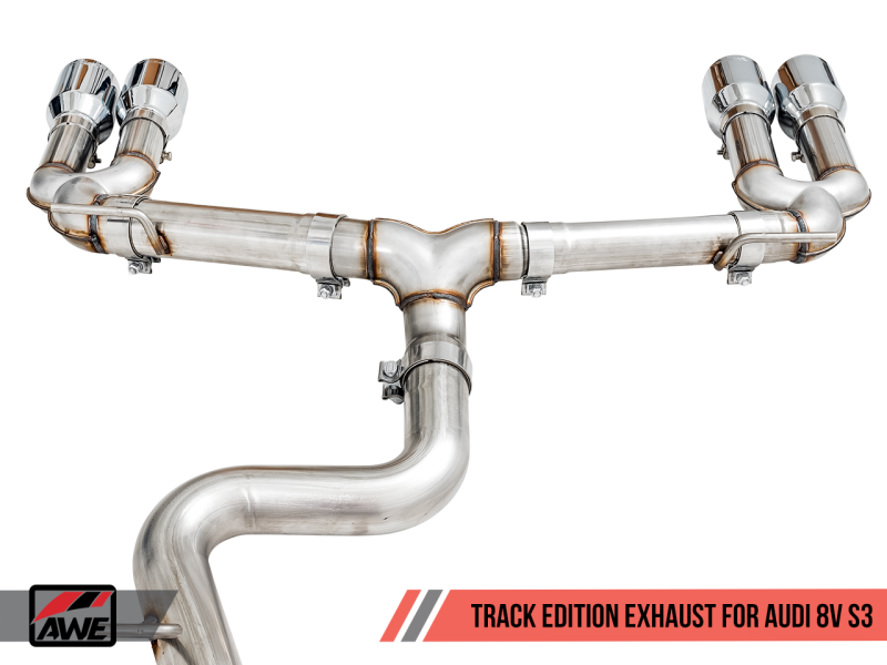 AWE Tuning Audi 8V S3 Track Edition Exhaust w/Chrome Silver Tips 102mm ...