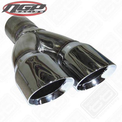 Techtonics Tuning - Exhaust Tip - 3" Stainless Dual Angle Cut Double ...